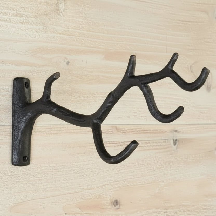 Antique Iron Tree Branch Multi Hook | Cast Iron Wall Hook | Uneeka