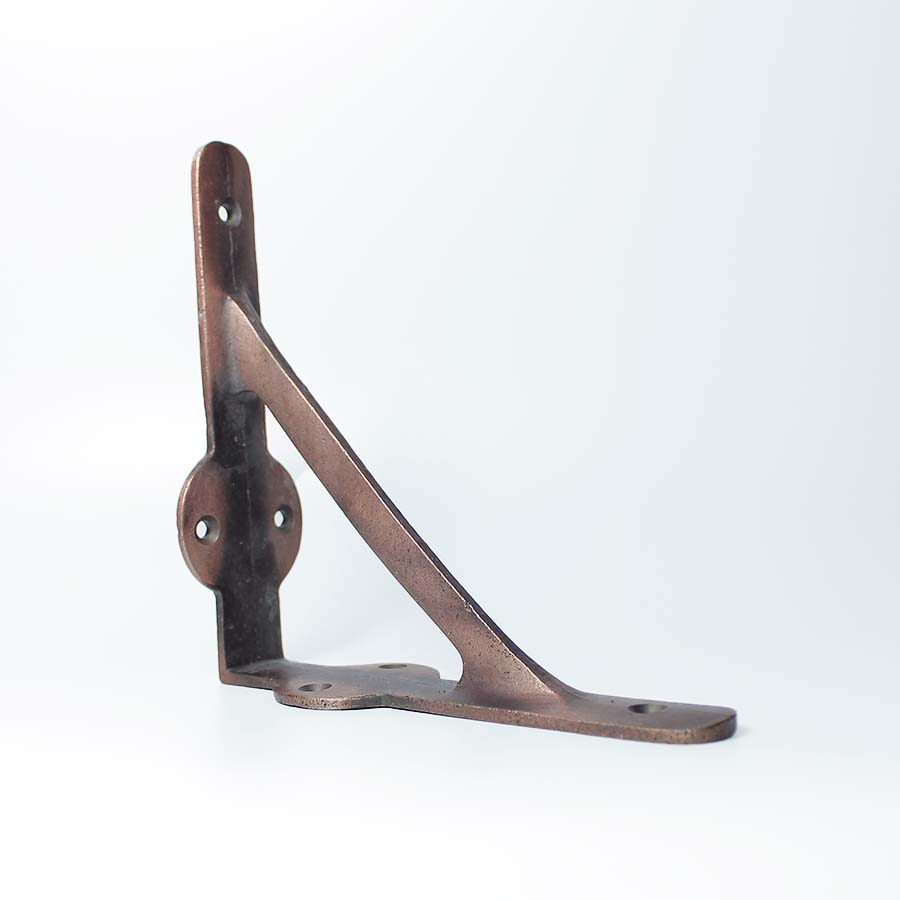 Antique Copper Gallows Shelf Bracket with Plain Lugs - Uneeka