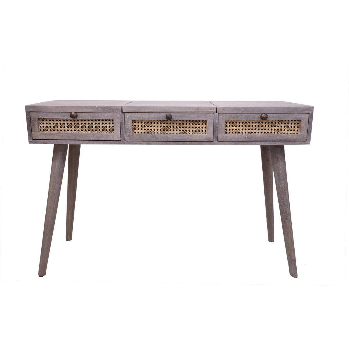 Ash Finish & Rattan Scandinavian Style Dressing Table - Uneeka