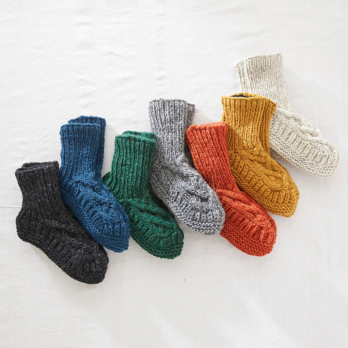 Cream Cable Knit Lined Wool Slipper Socks - Uneeka